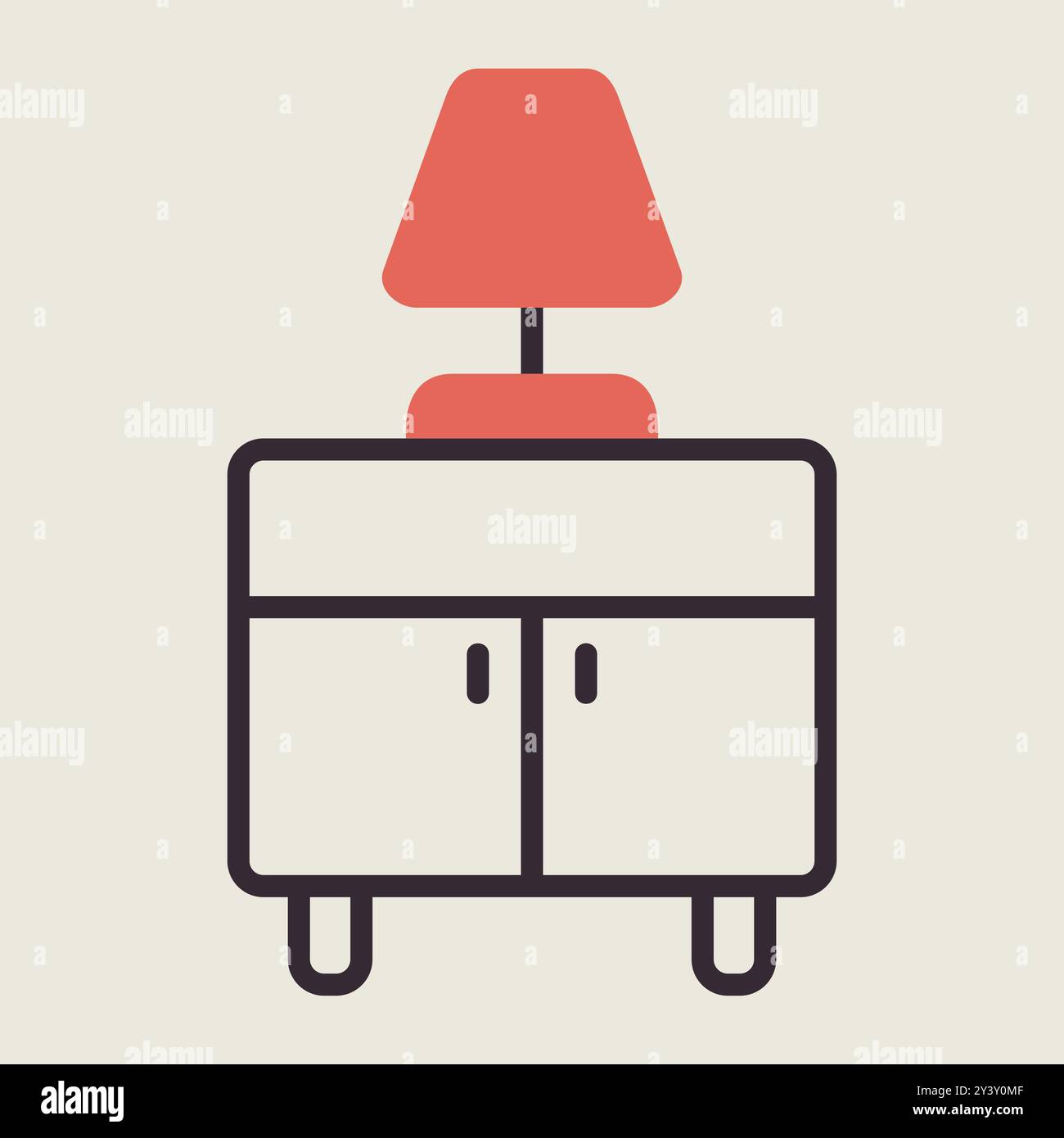 Bedside table with lamp vector icon. Graph symbol for furniture, web ...