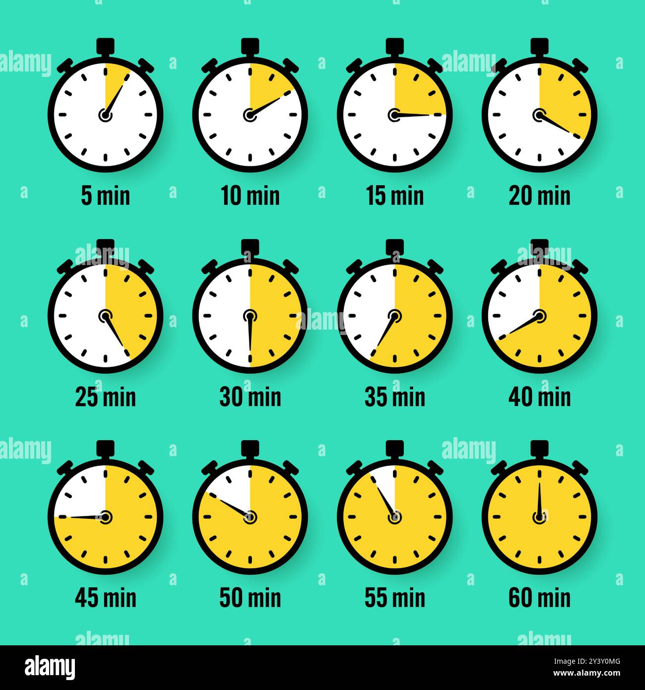 Stopwatch icons. Colorful simple chronometer, time counter with dial ...