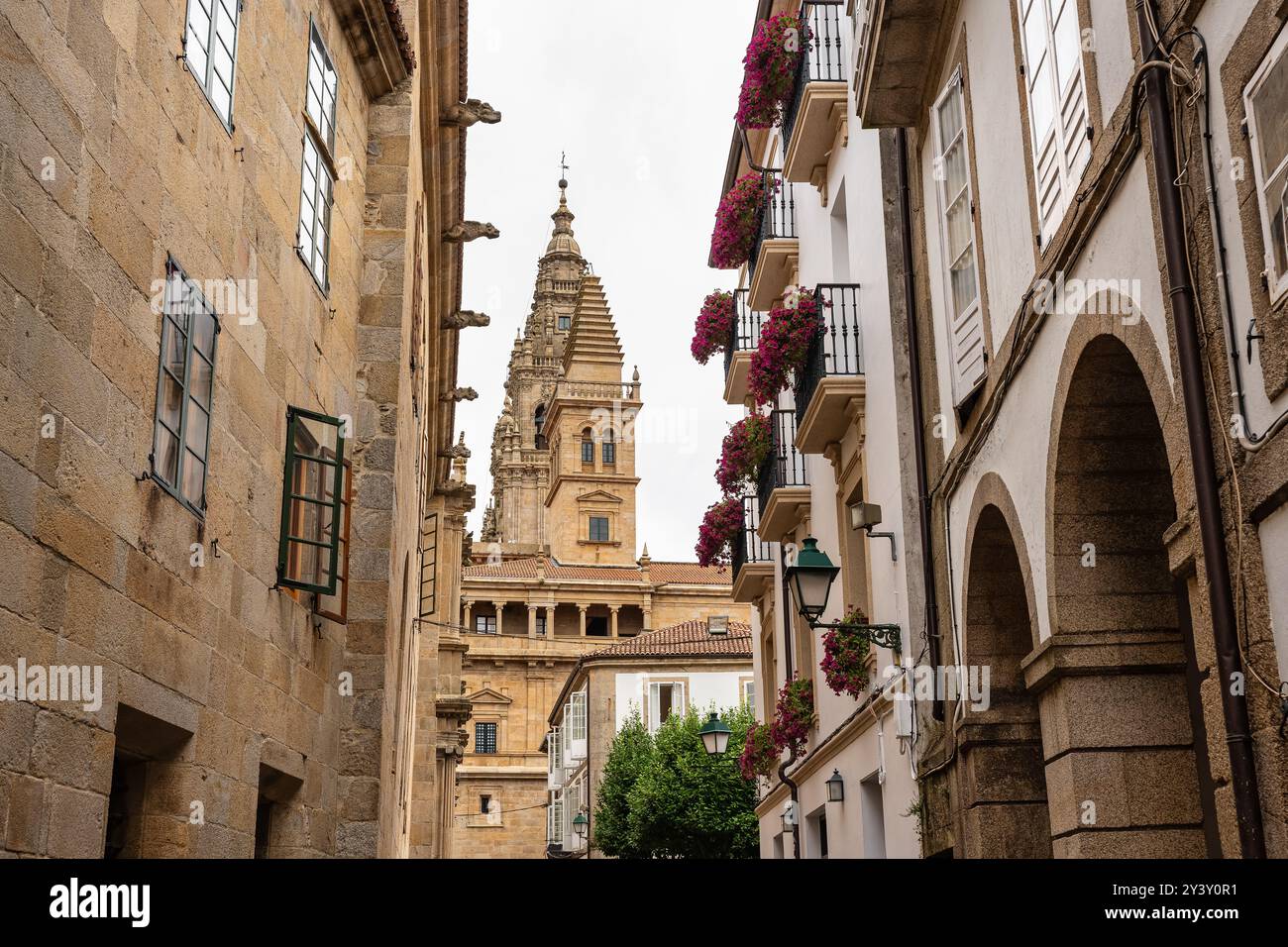 Narrow streets with medieval buildings in the monumental city of ...