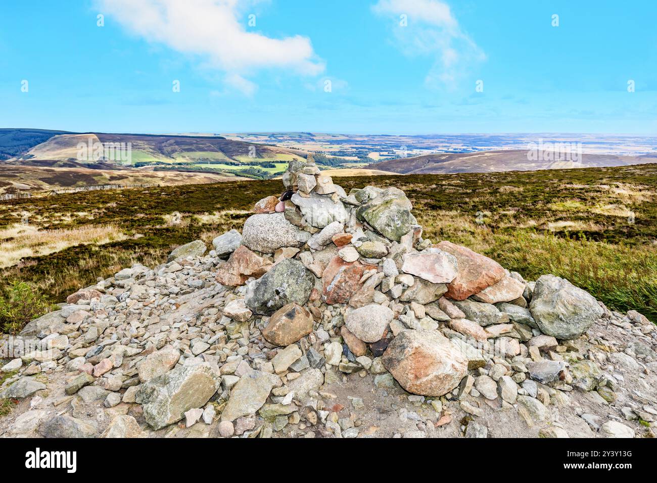 The pile of stones or cairn at the top of the Cairn O Mount road ...