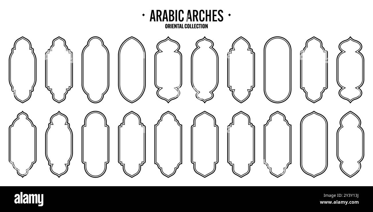 Islamic frames, oriental style objects. Arabic shapes, windows and ...