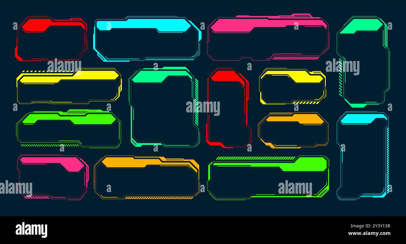 Futuristic HUD or UI elements. Sci-fi user interface text boxes ...