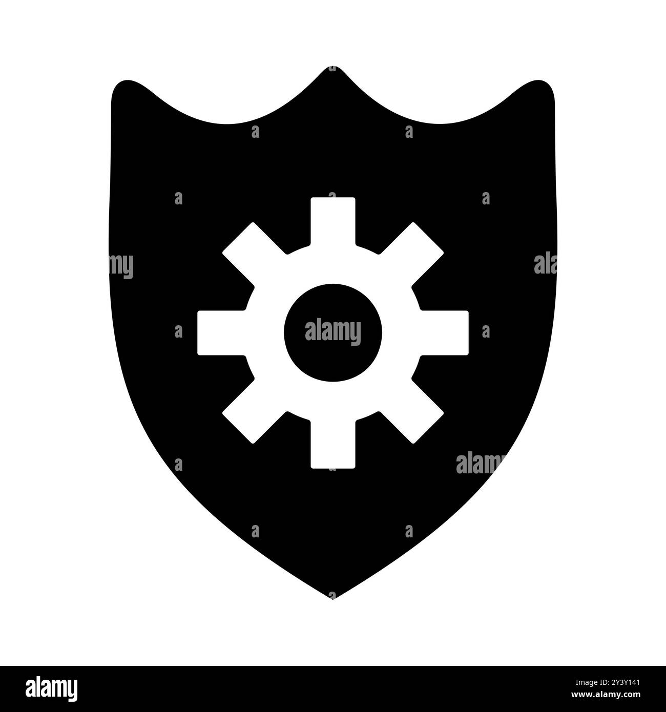 Shield with gear vector icon. Shield protection symbol. Security sign ...