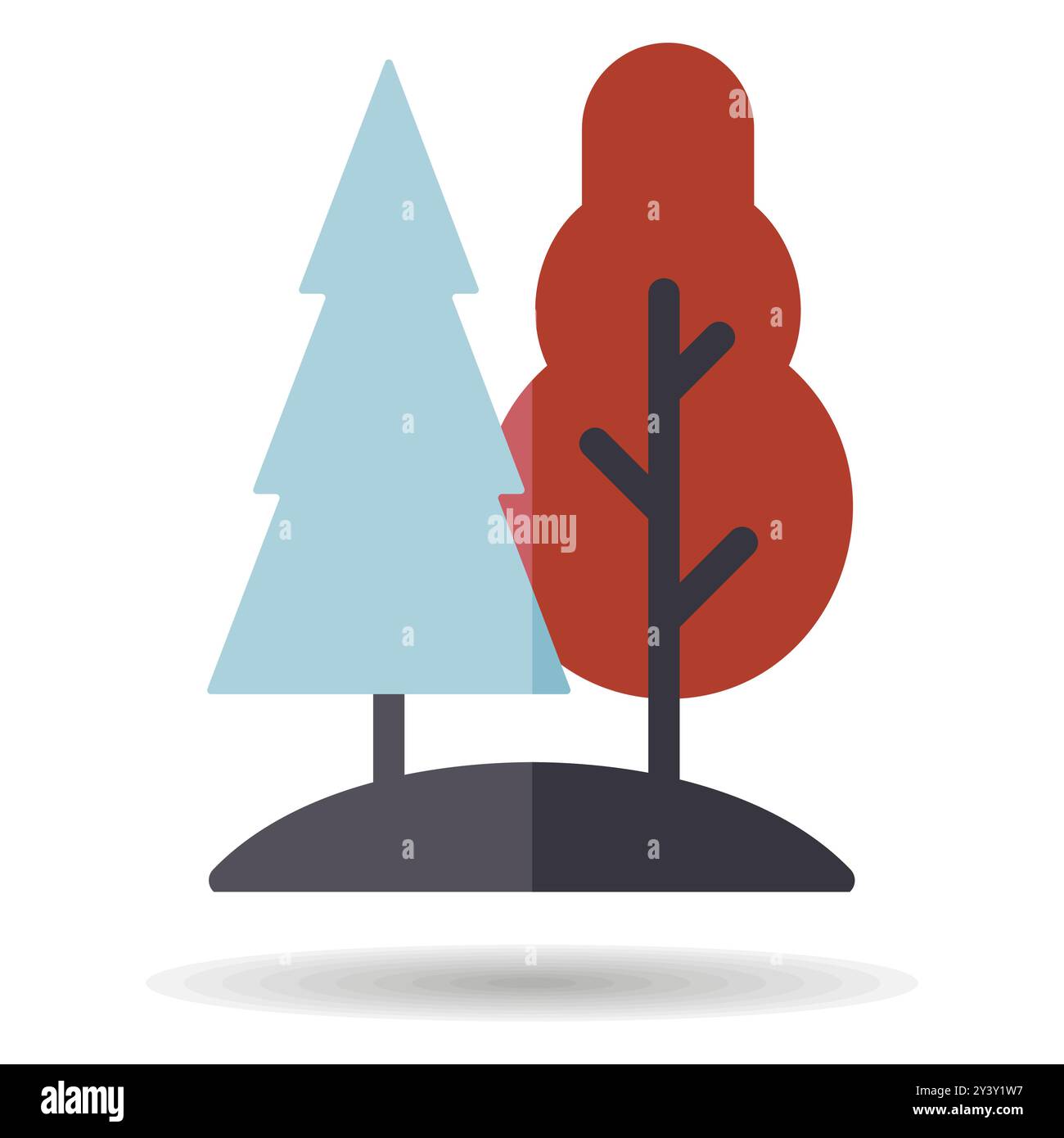 Deciduous and conifer forest vector isolated icon. Nature sign. Graph ...
