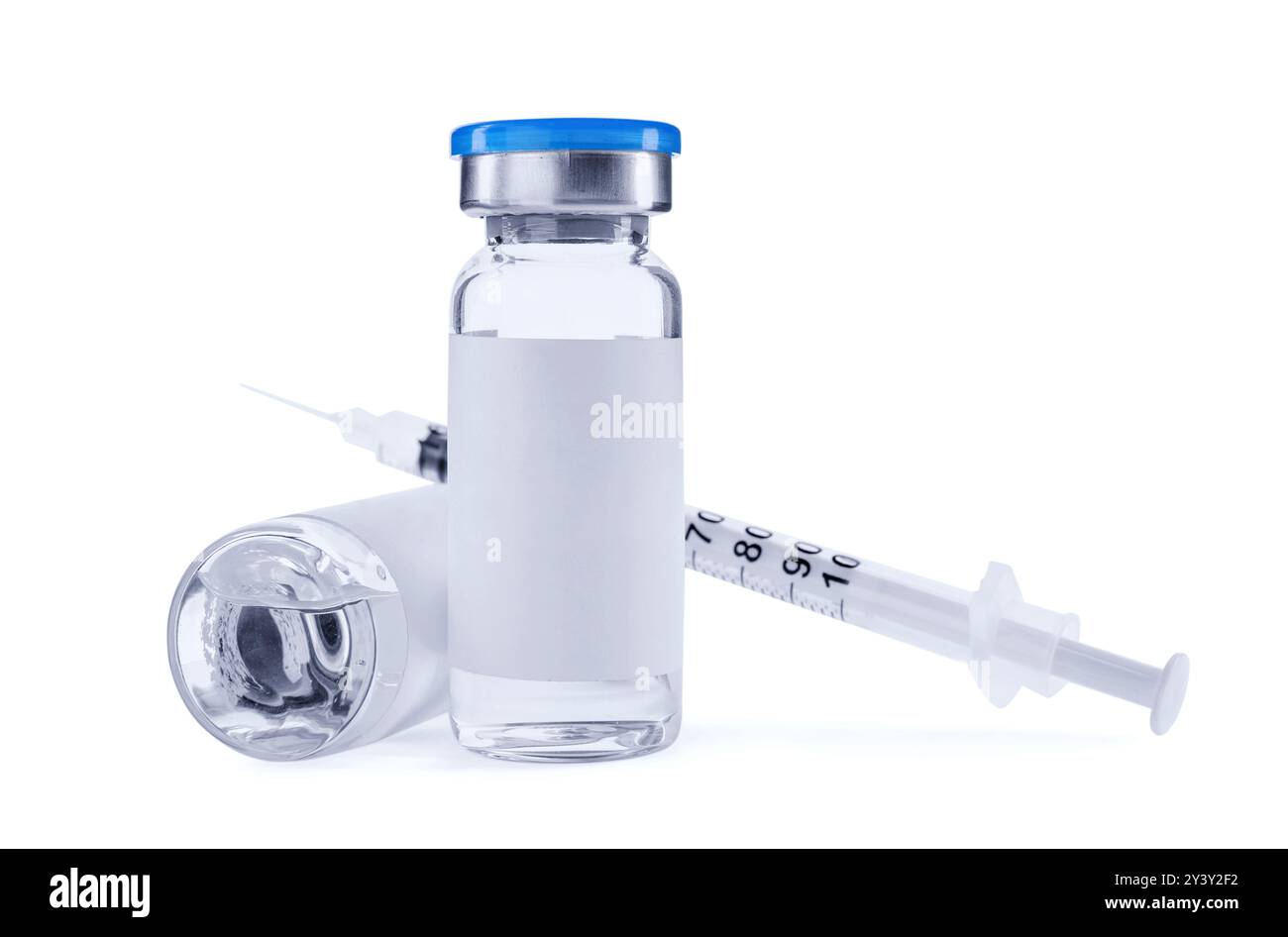 Medication in glass vials and syringe on white background Stock Photo ...