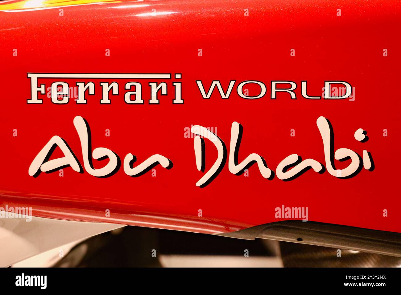 Ferrari World Yas Island Abu Dhabi theme park advertising on the side ...