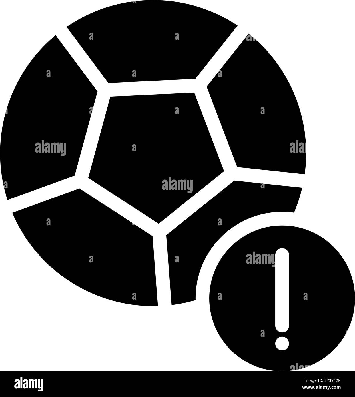 icon Glyph soccer ball with warning sign or penalty symbol.Football ...