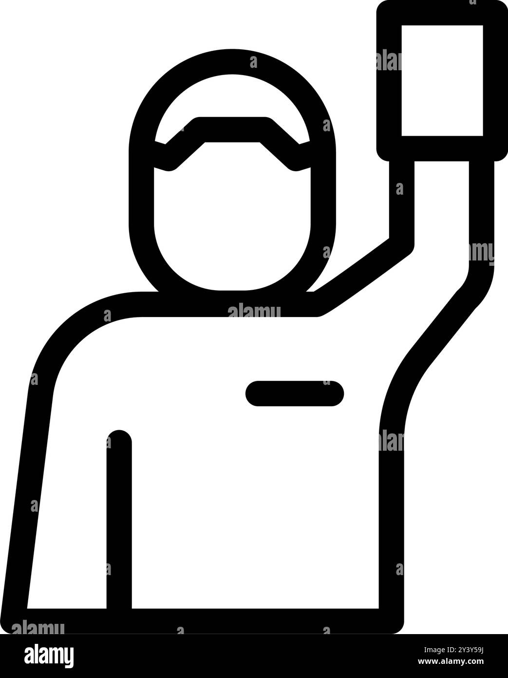 icon Line referee hold yellow card, soccer game penalty. Football ...