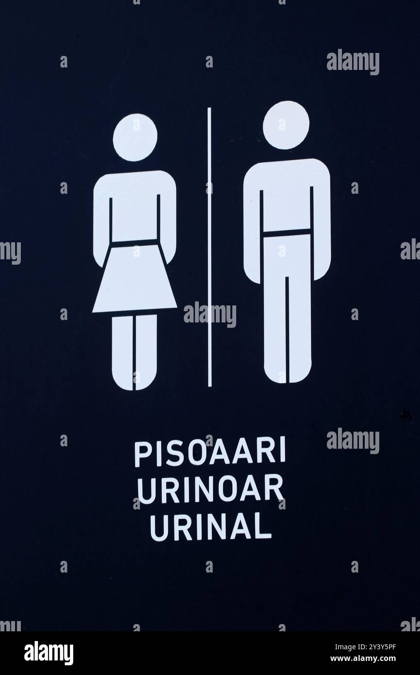 sign for unisex urinal, Helsinki Stock Photo - Alamy