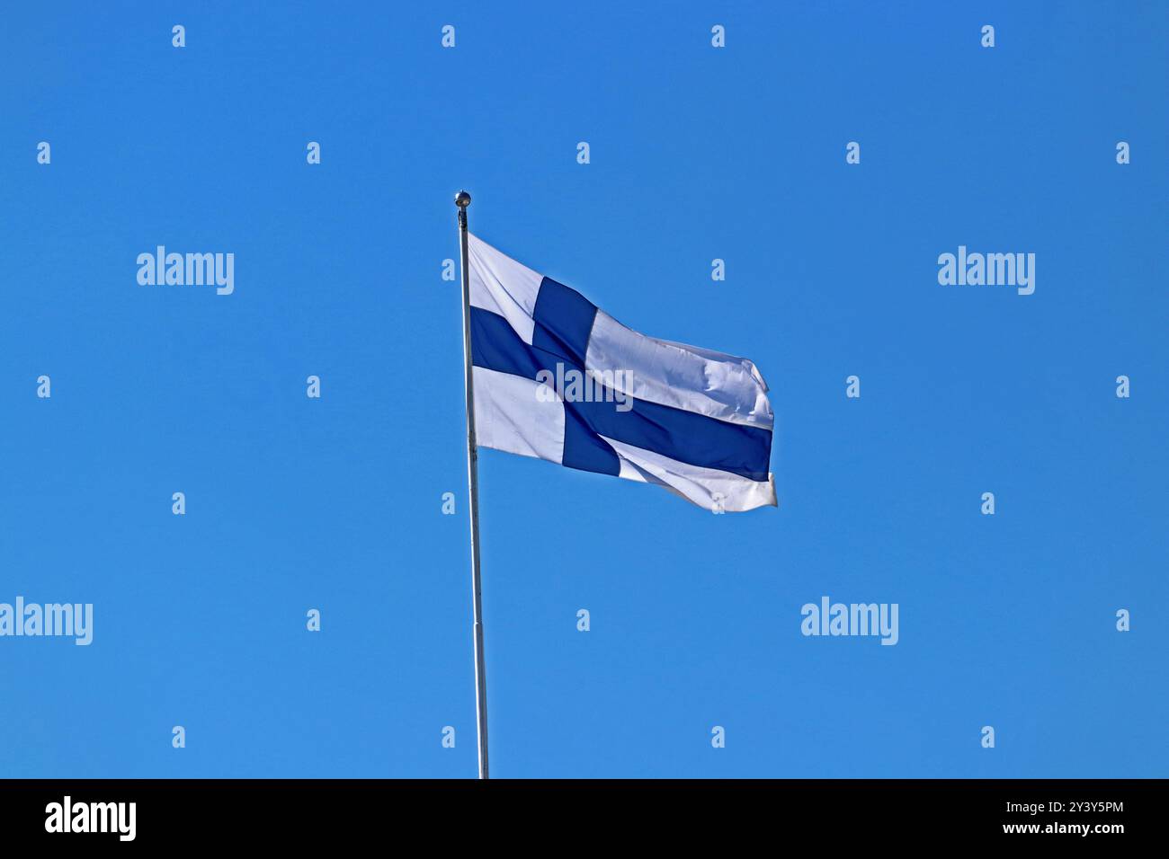 National flag of Finland flying, Helsinki Stock Photo - Alamy