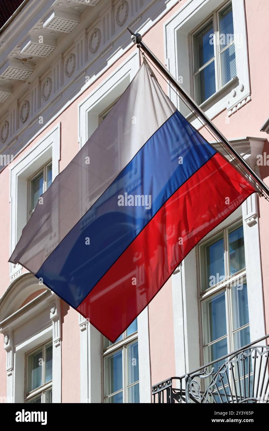 Russian national flag flying outside Embassy, Tallinn Stock Photo - Alamy