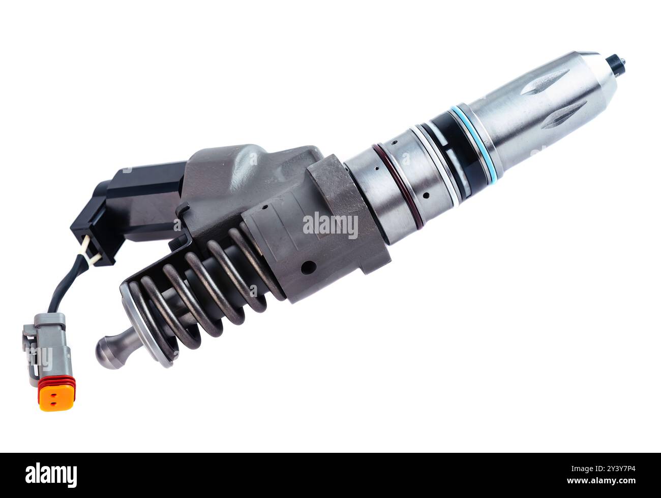 New fuel injector on white background close up Stock Photo - Alamy