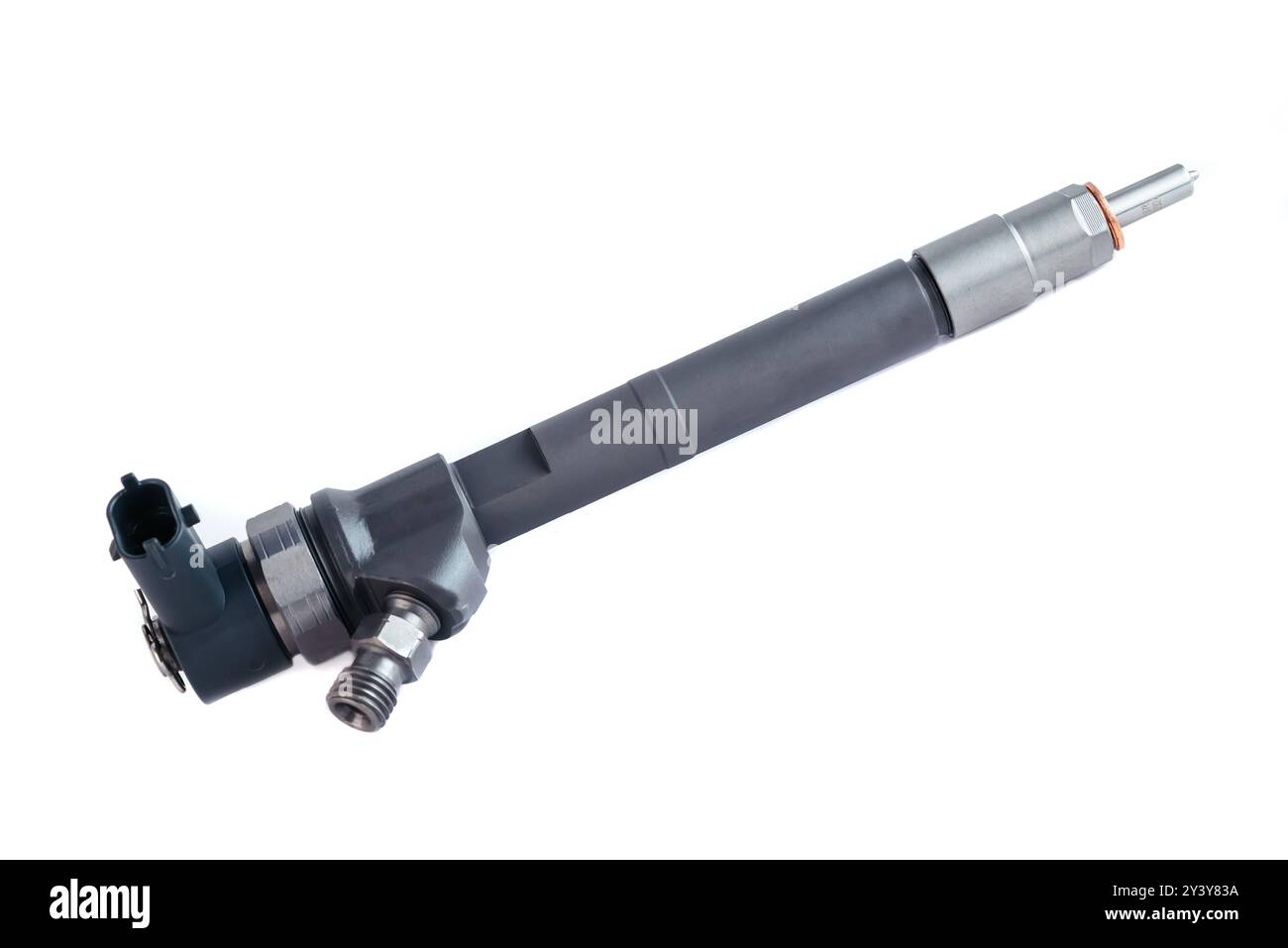 New fuel injector on white background close up Stock Photo - Alamy