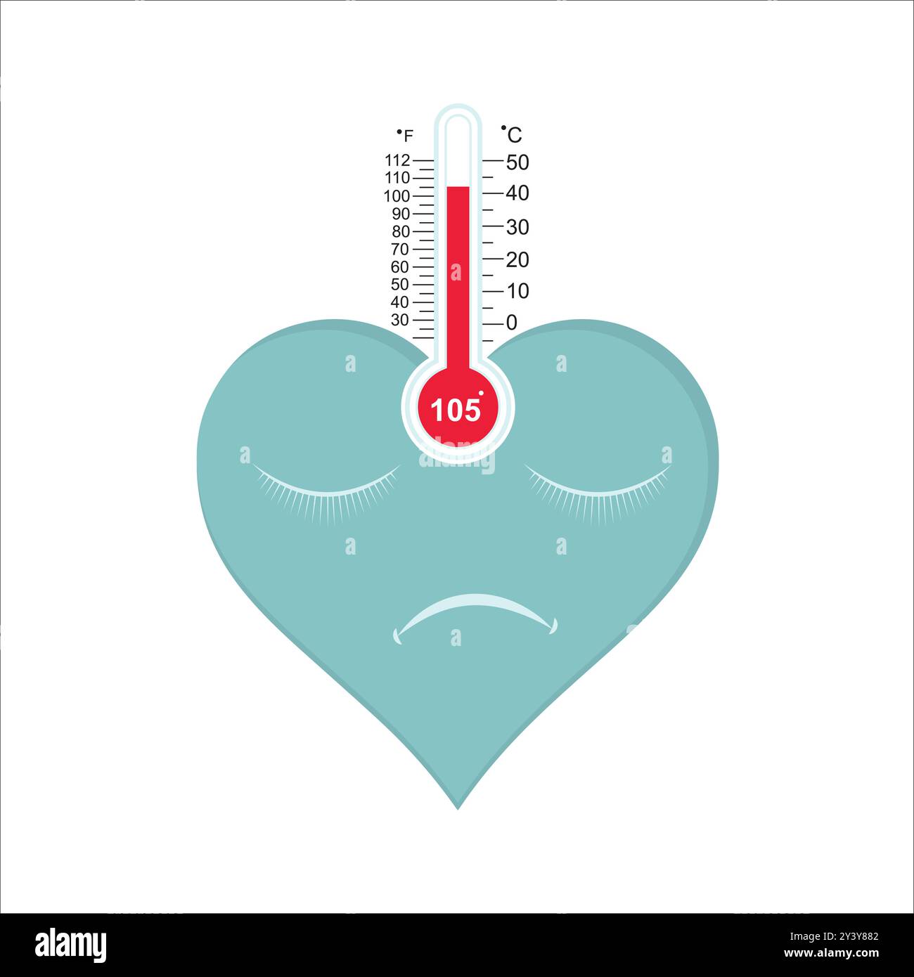 Fever in Heart vector illustration isolated on white background Stock ...