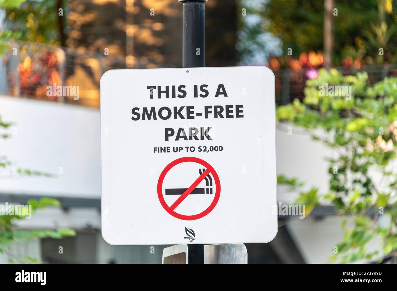 A pedestrian Smoke-Free park in Singapore. Smoking is prohibited at ...
