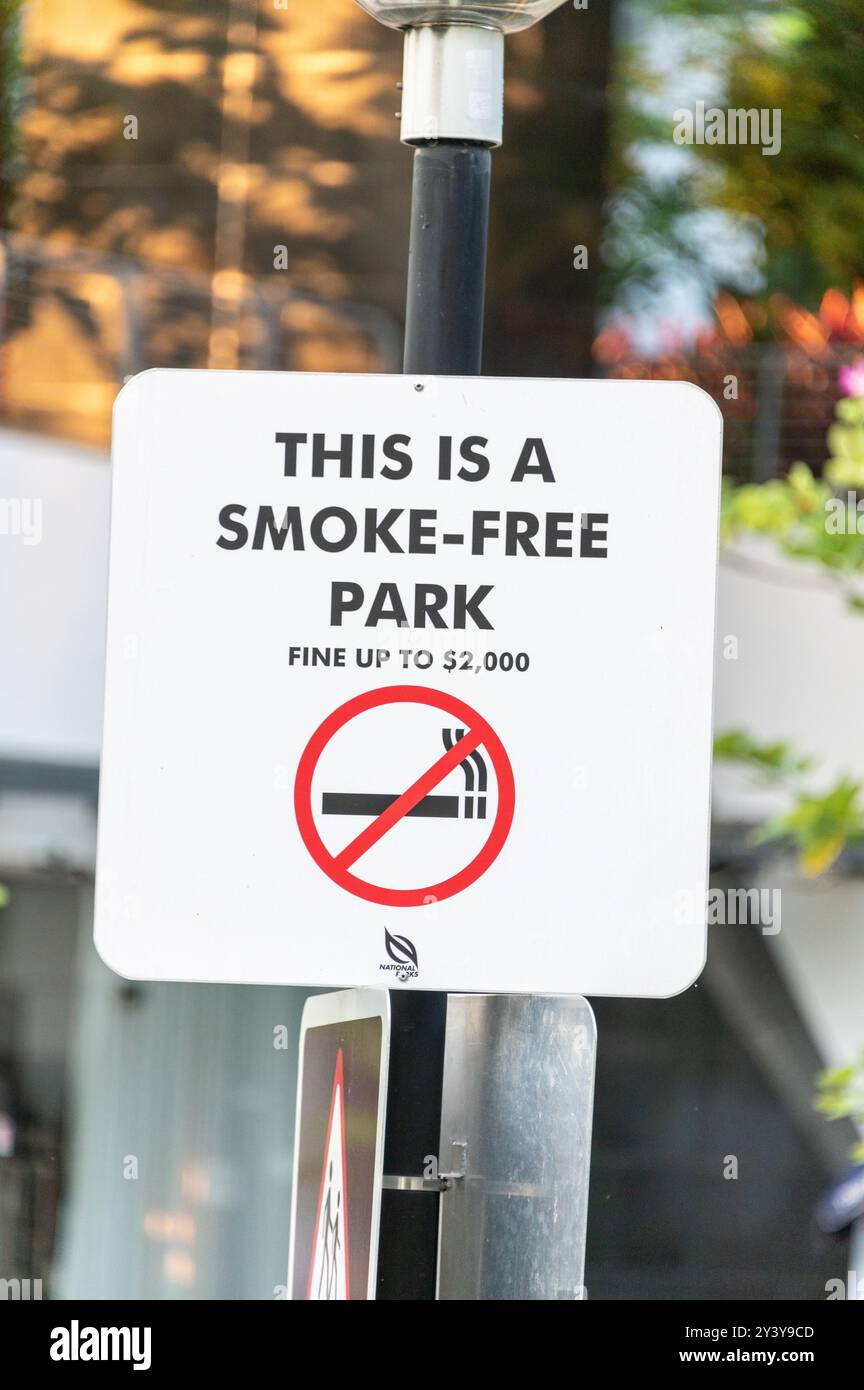 A pedestrian Smoke-Free park in Singapore. Smoking is prohibited at ...