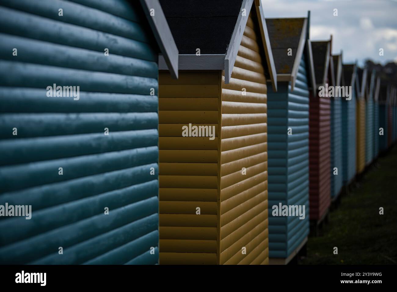 English Beach huts on the Kent coast Stock Photo - Alamy