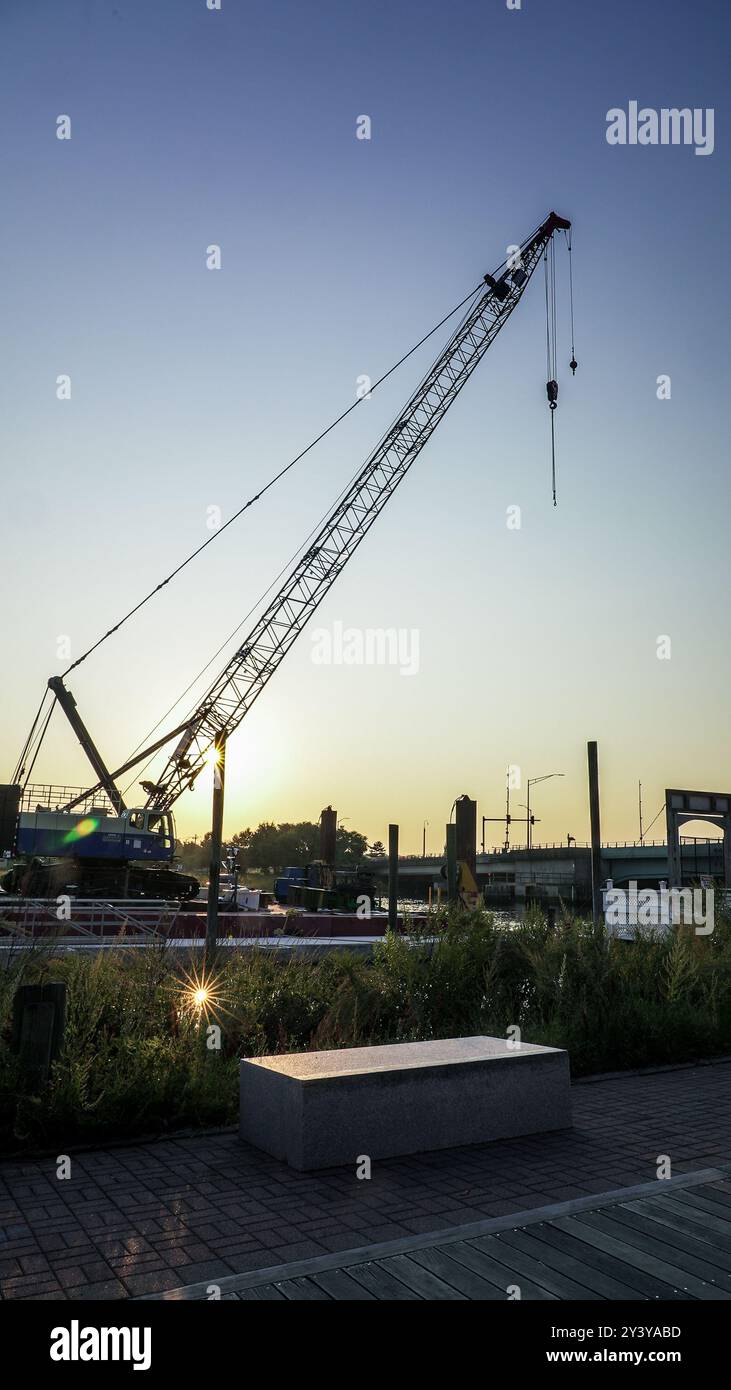 NORWALK, CT, USA- SEPTEMBER 14, 2024: A construction crane stands tall ...