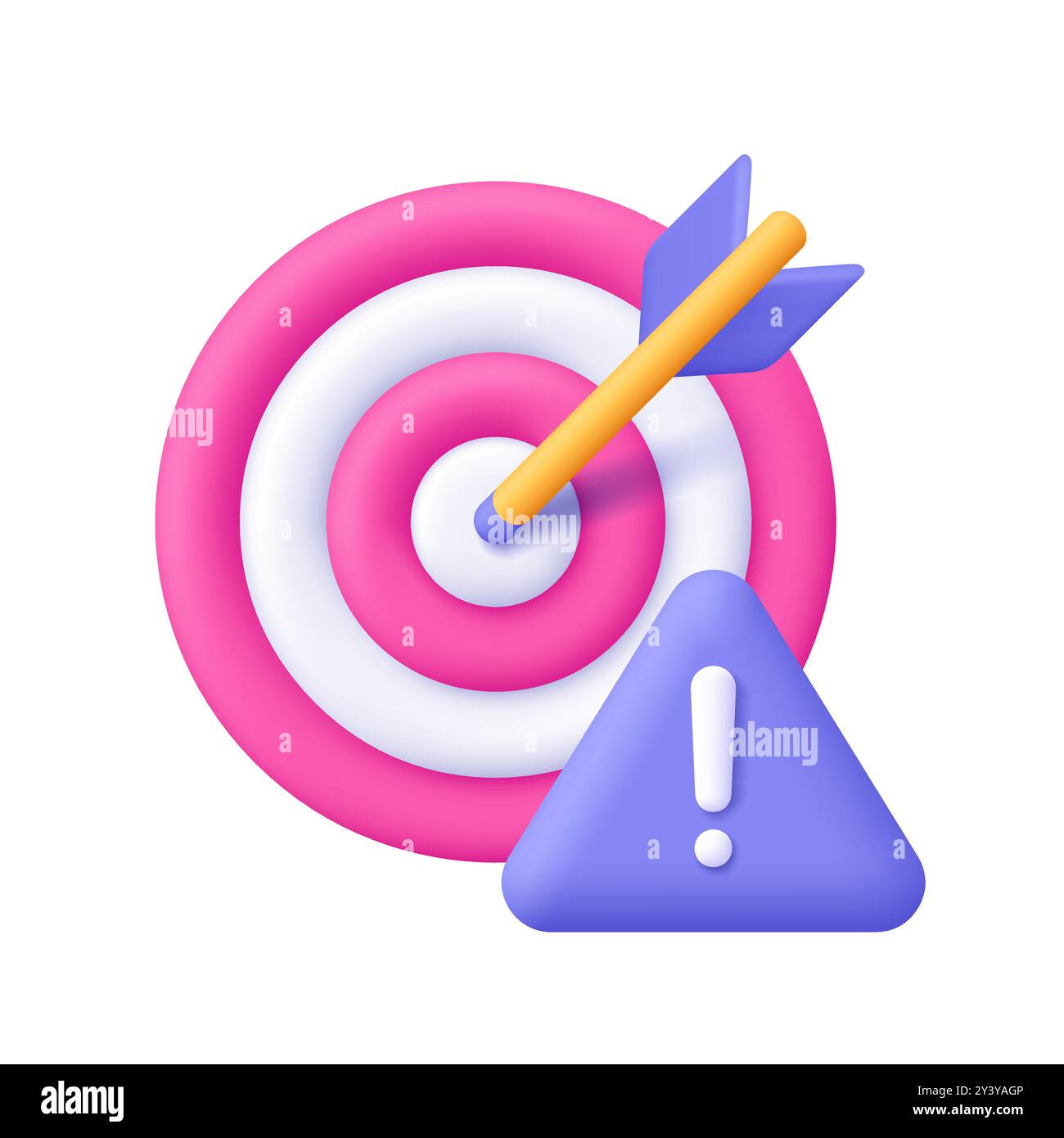 Target with warning symbol, triangle with exclamation point. Business ...