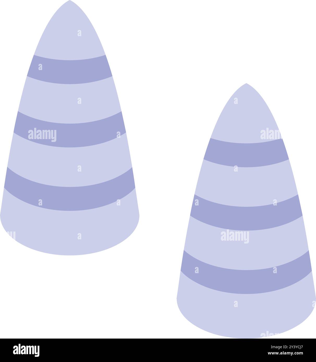 This vector illustration features two conical shapes with lavender blue ...