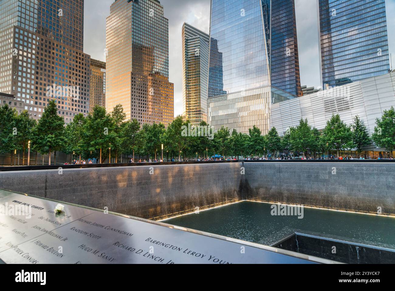 One World Trade Center and 9/11 Memorial, New York City Stock Photo - Alamy