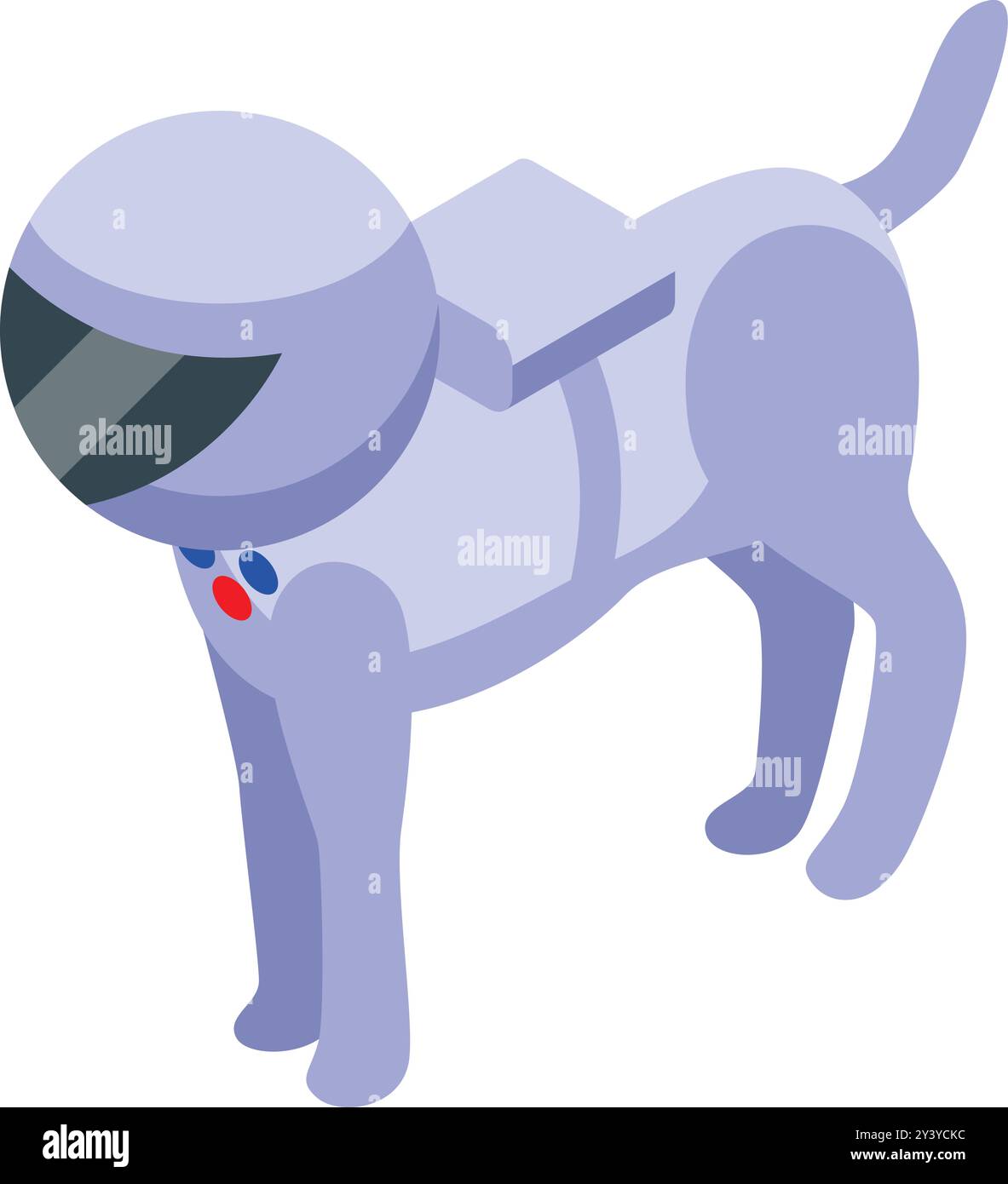 Space dog wearing astronaut suit standing on four legs, futuristic pet ...