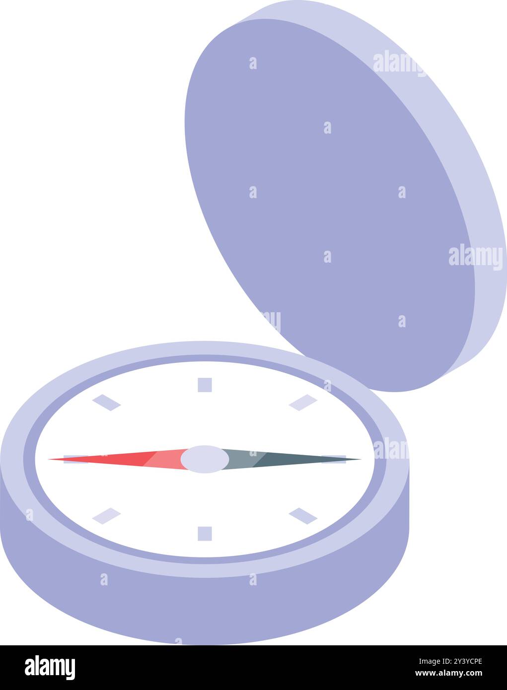 Open metal compass is showing the direction with its magnetic needle ...