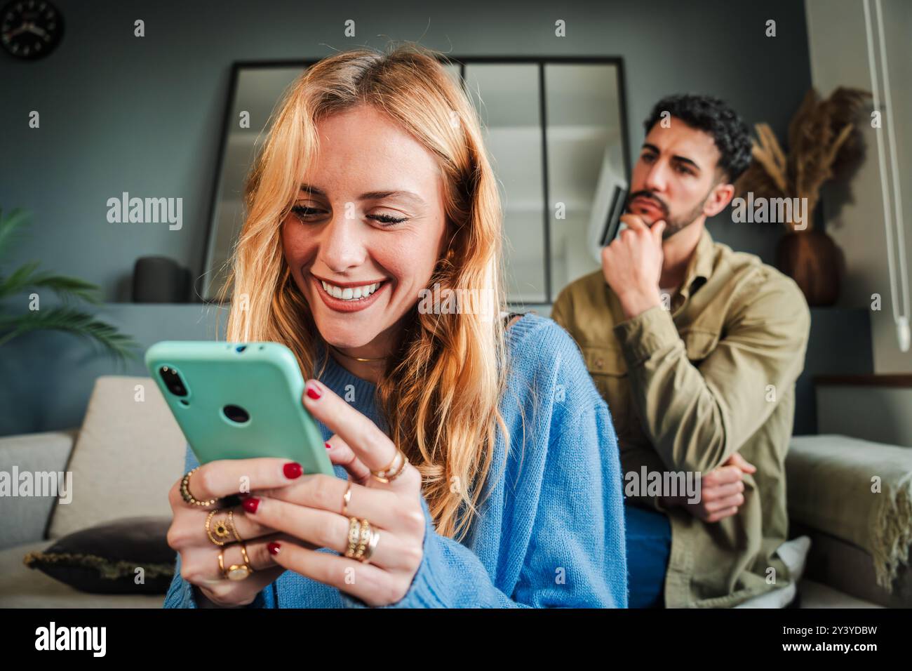 Woman angry guy watching hi-res stock photography and images - Alamy