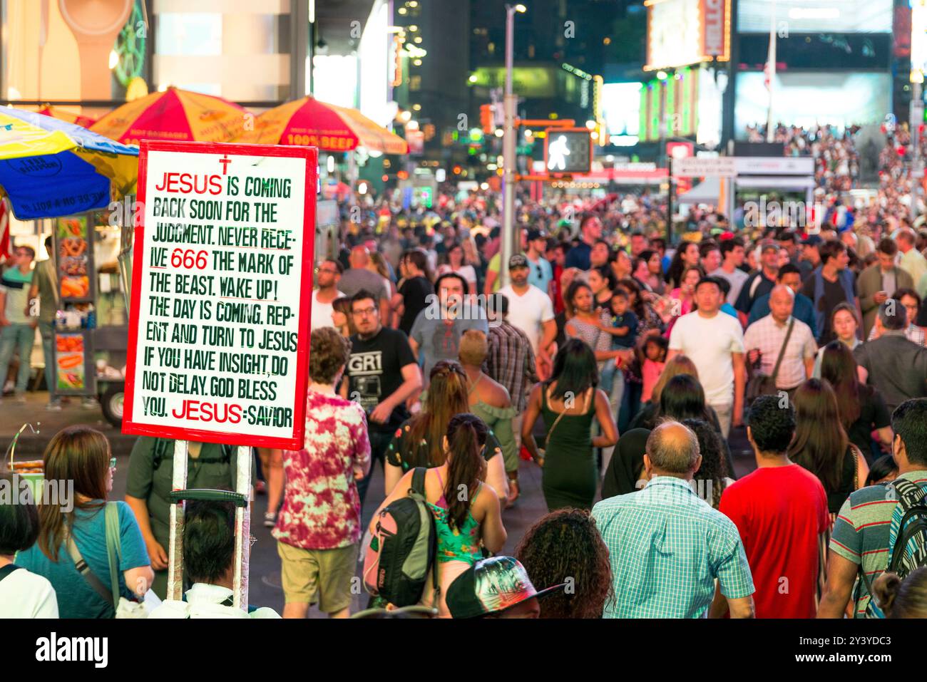 Times Square at Night with Religious Propaganda, New York City Stock ...