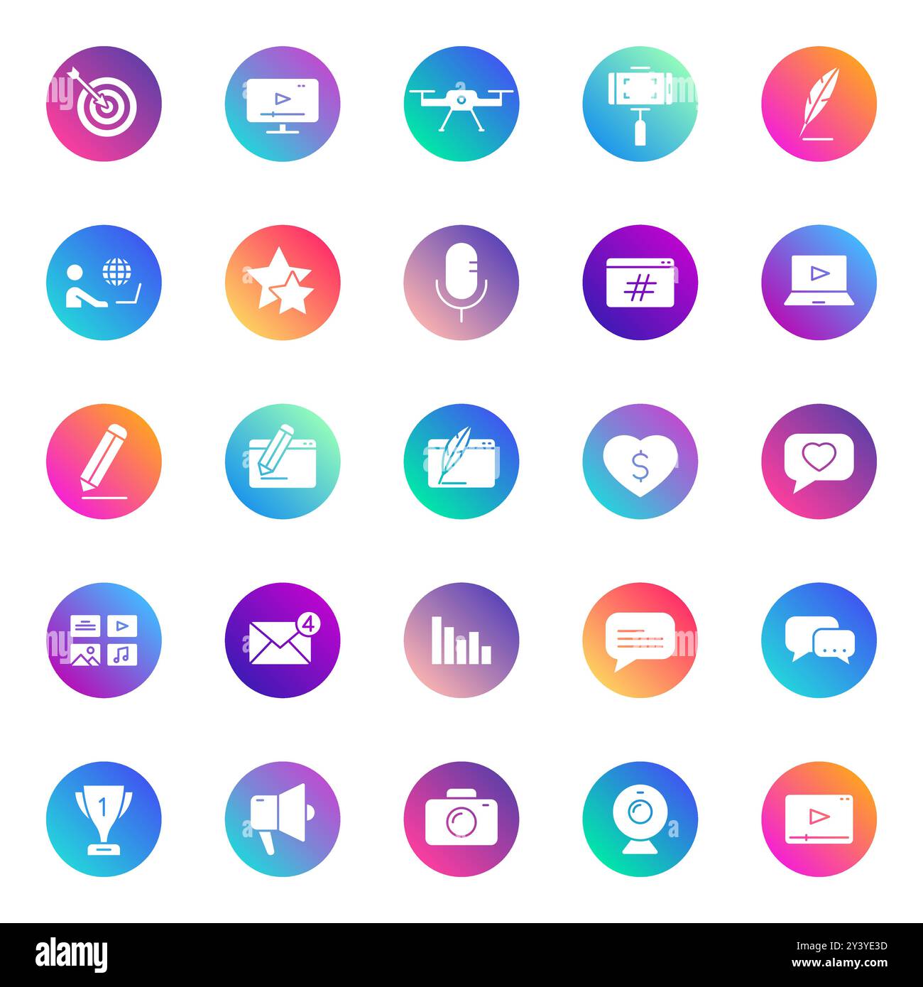 Isolated icons for video blog subscribers hi-res stock photography and ...