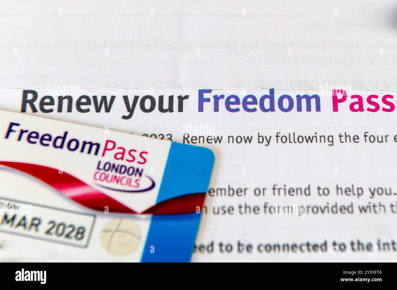 A retired person's Freedom Pass allowing free use of public transport ...