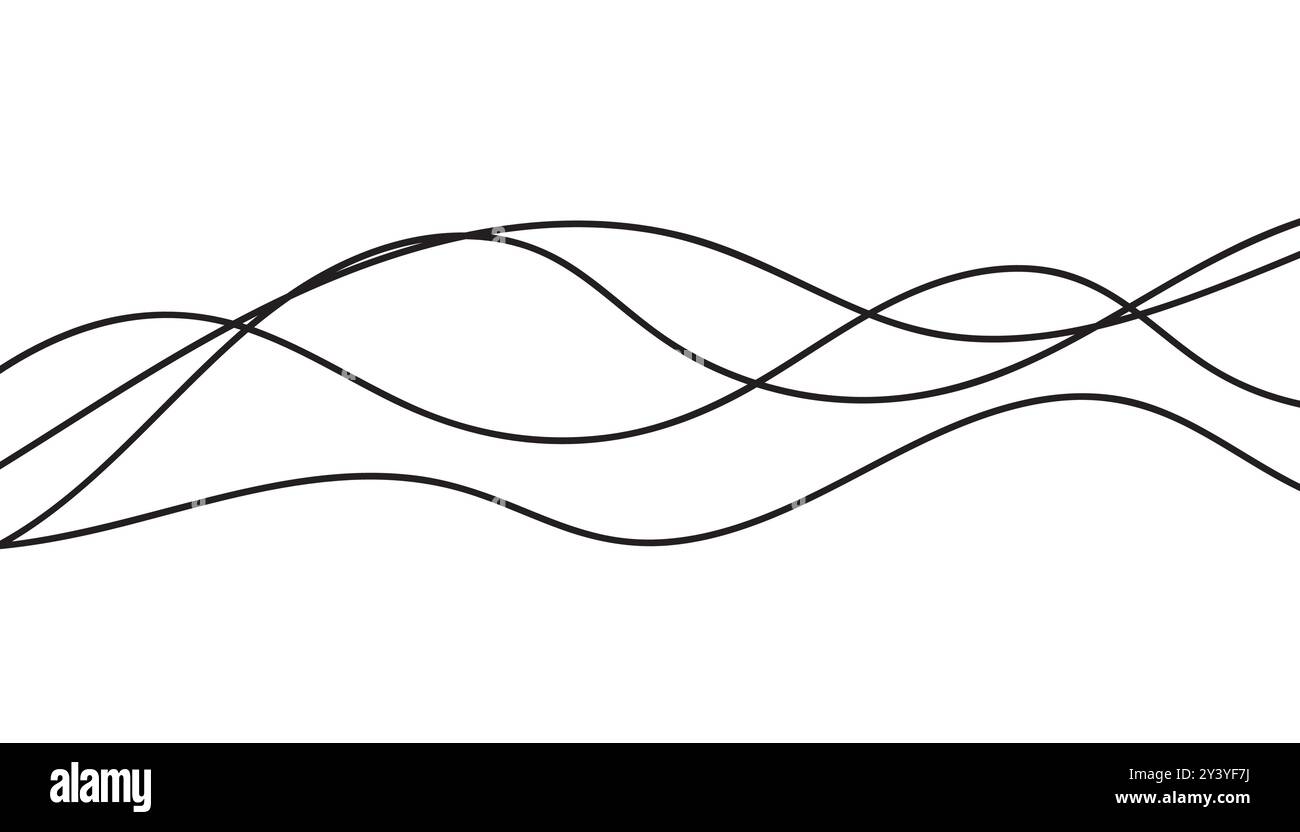 Abstract Thin line wavy, Curve wave lines pattern, black and white wavy ...