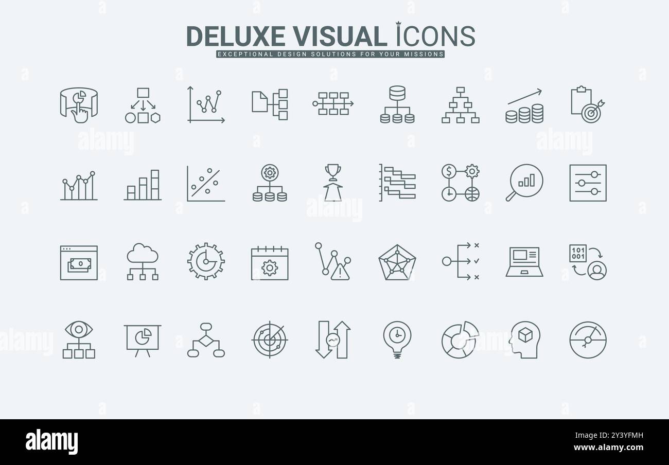 Analysis of charts and trends search, risk vision thin black outline ...