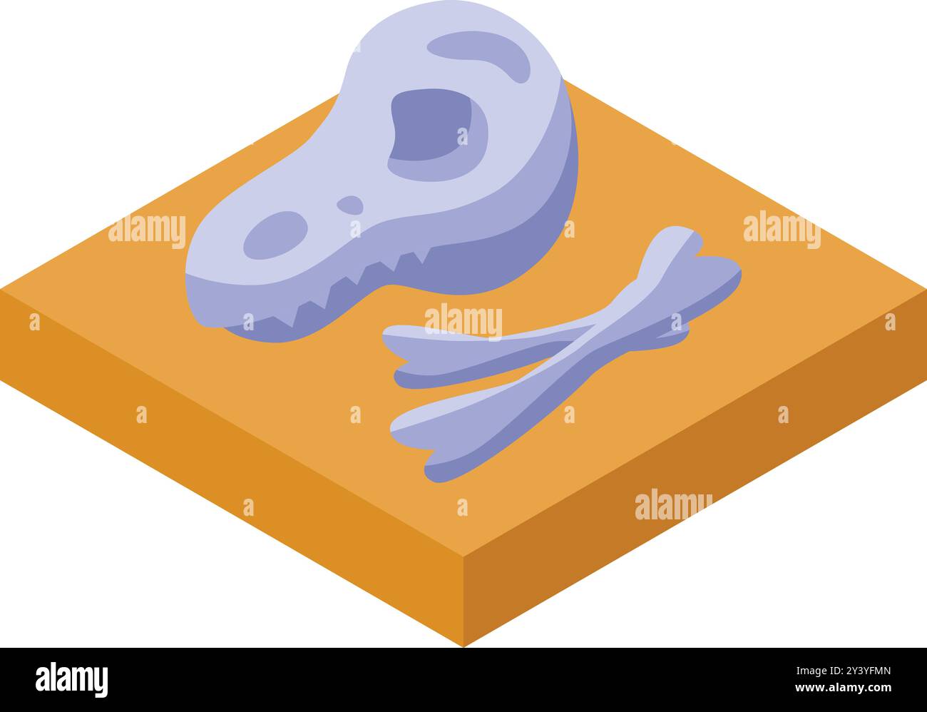 Paleontology science isometric icon with dinosaur fossil, skeleton and ...