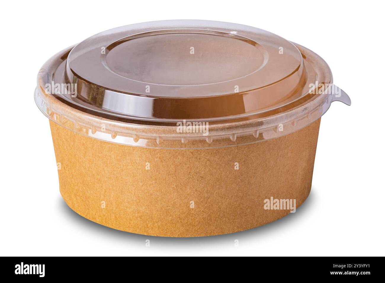 Eco-friendly brown paper bowl cover with transparent plastic lid ...