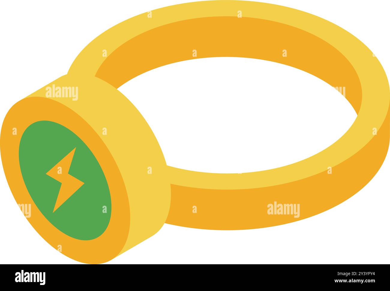 Golden smart ring with lightning symbol is representing wireless ...