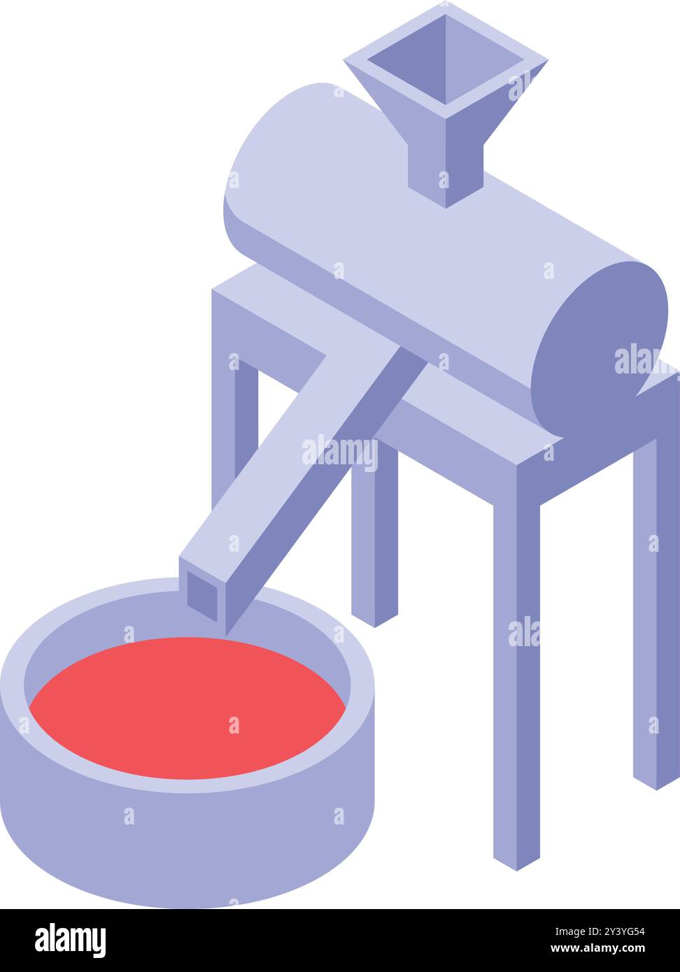 Isometric icon of industrial equipment processing red chemical liquid ...