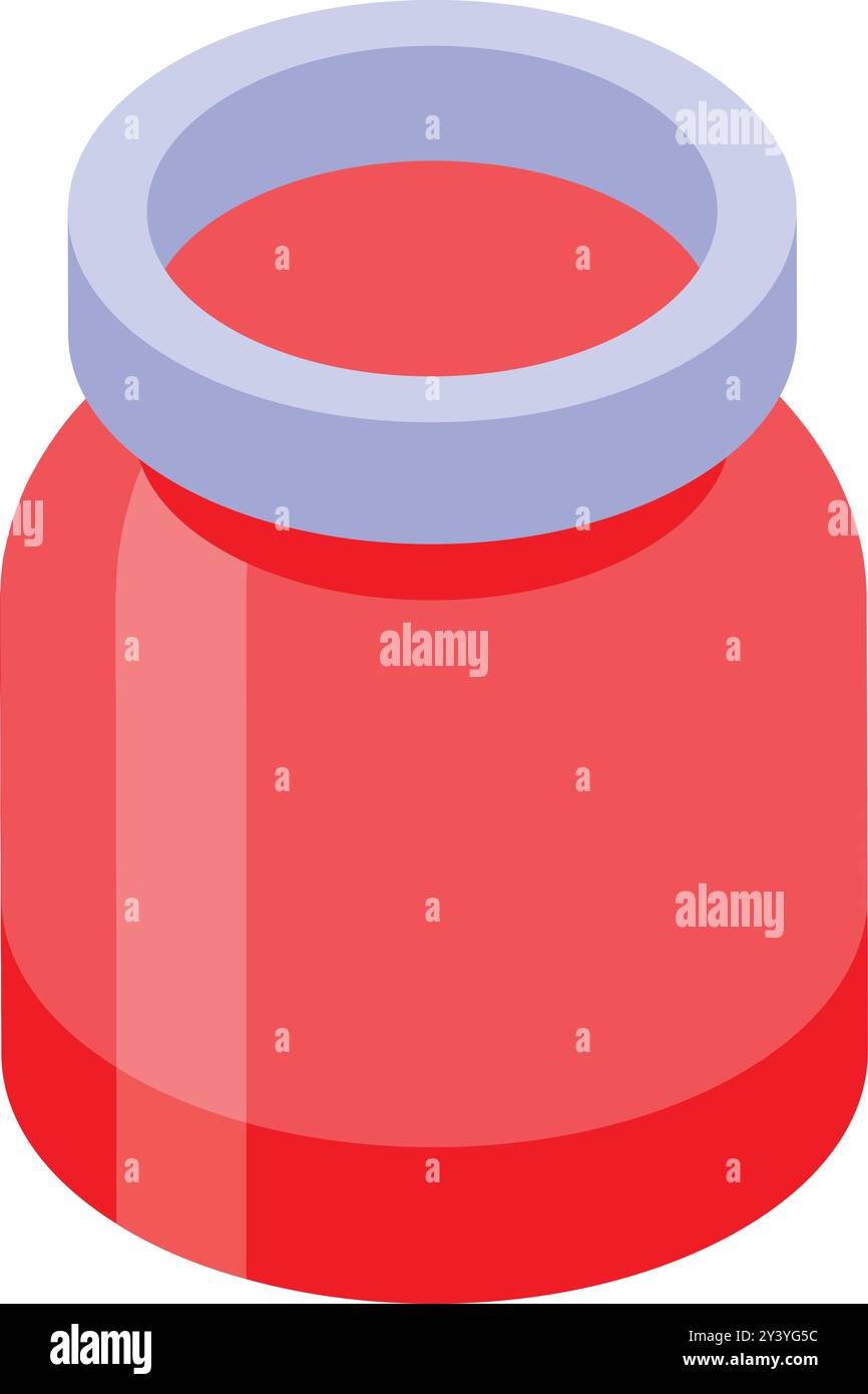 Red glass jar with blue cap isometric illustration isolated on white ...