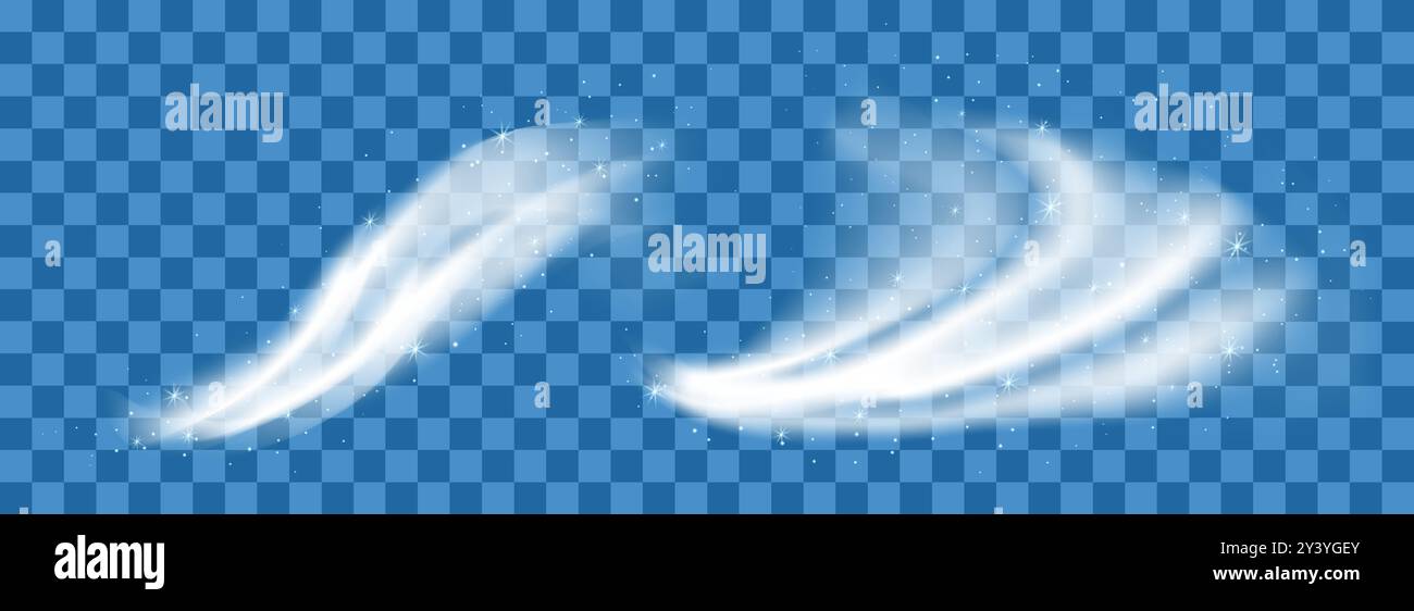 Realistic set of snow air flows. Cold wind, snow swirl. Realistic 3d ...