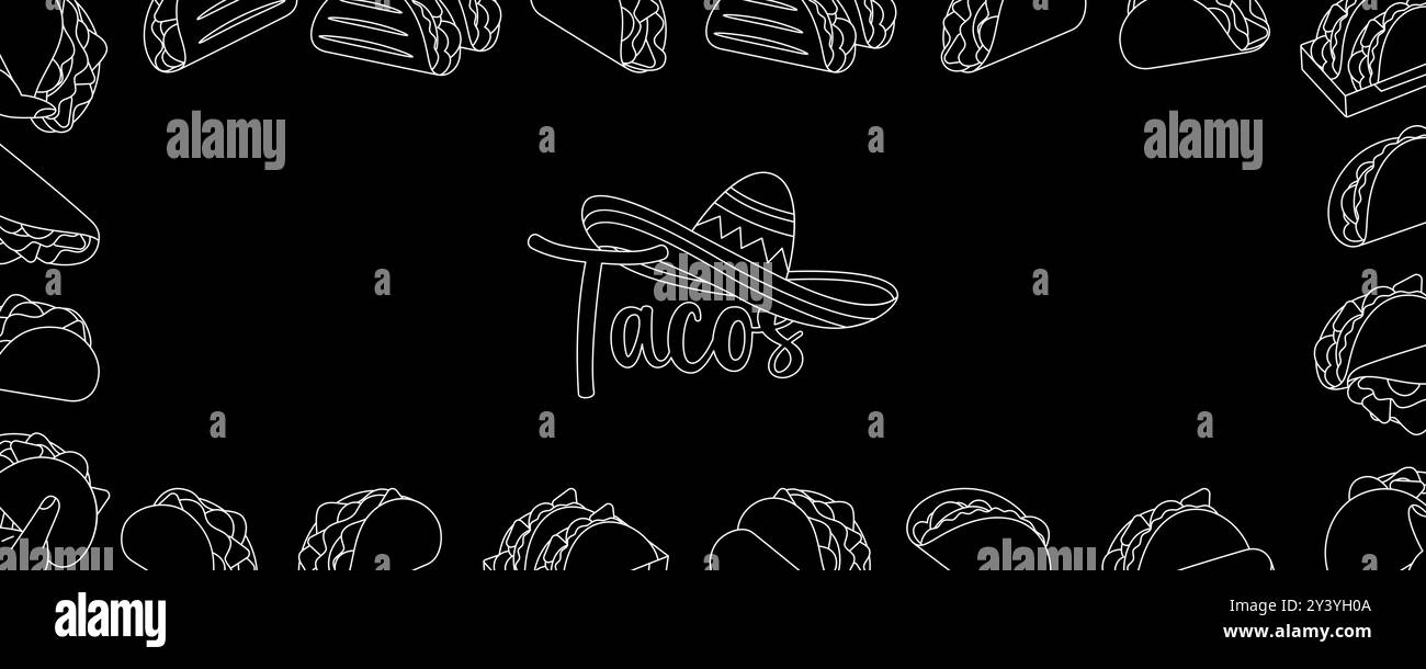 Tacos horizontal banner. Mexican cuisine restaurant food. Tasty fast ...