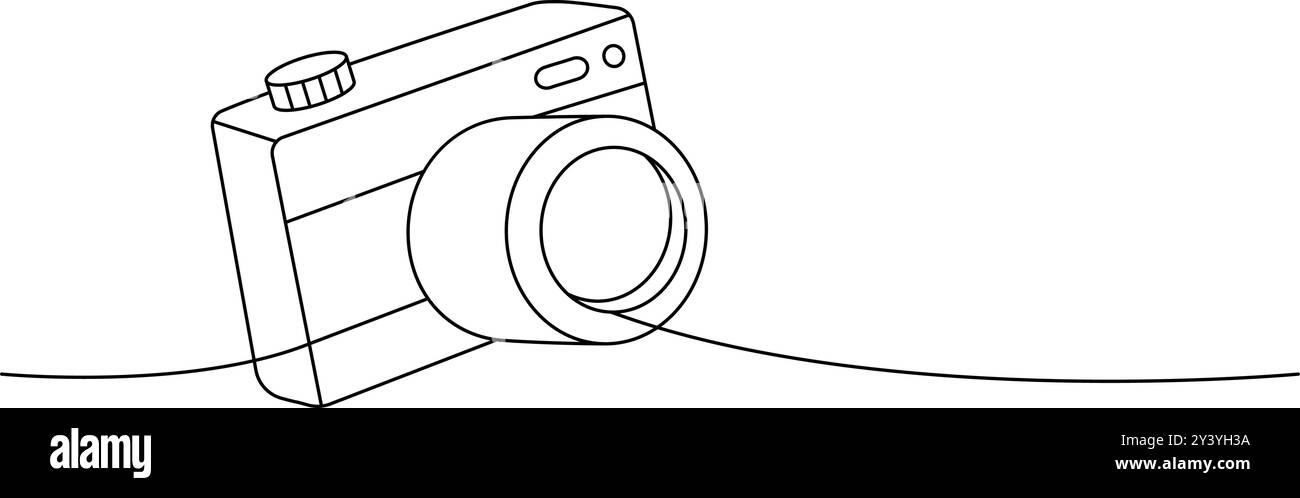 Film photo camera with lens one line continuous drawing. Professional ...