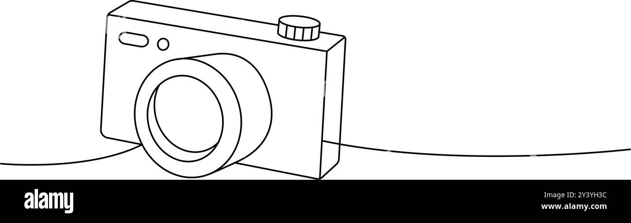 Photo camera one line continuous drawing. Professional photo equipment ...