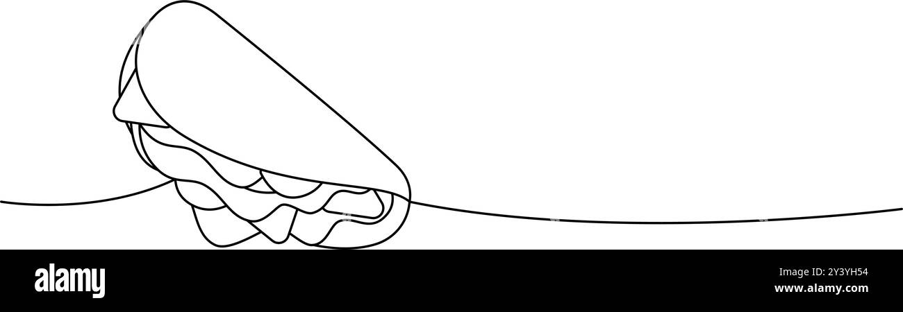 Mexican taco one line continuous drawing. Traditional Mexican street ...