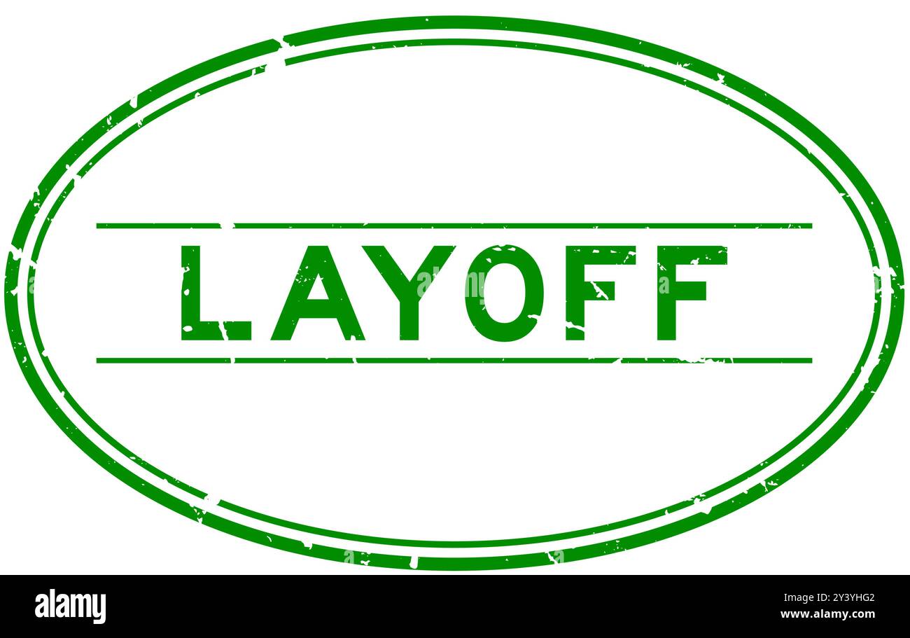Grunge green layoff word oval rubber stamp in white background Stock ...