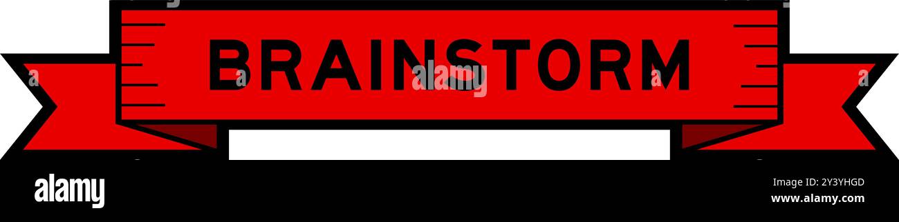 Ribbon label banner with word brainstorm in red color on white ...