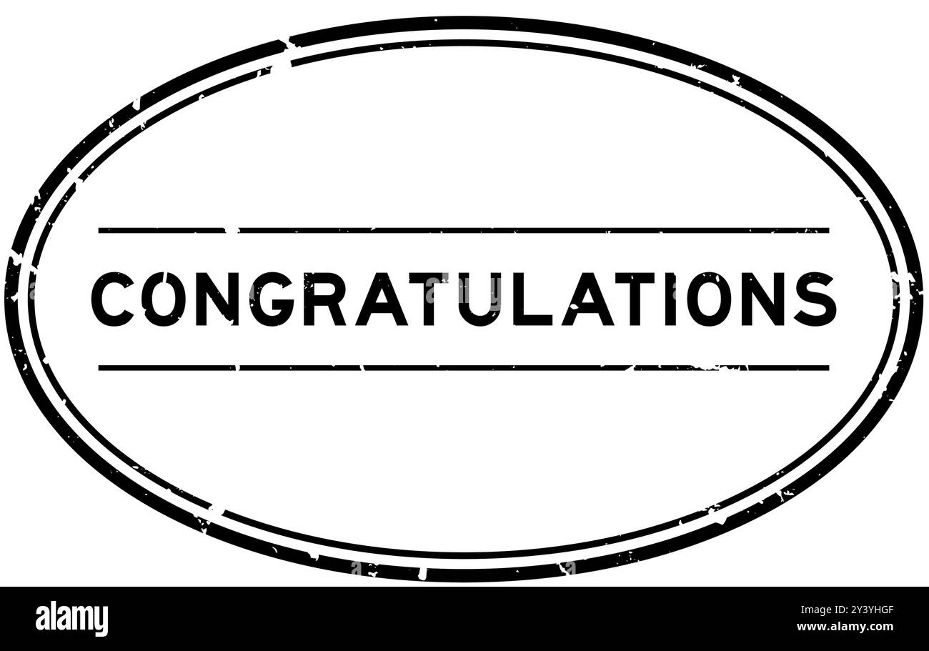 Grunge black congratulations word oval rubber seal stamp on white ...