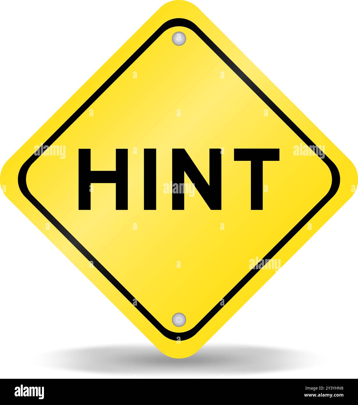 Yellow color transportation sign with word hint on white background ...
