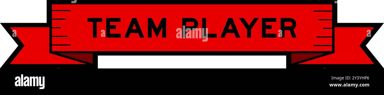 Ribbon label banner with word team player in red color on white ...