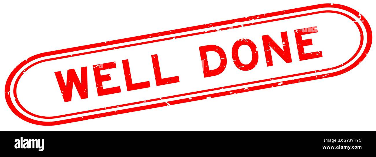 Grunge red well done word rubber seal stamp on white background Stock ...