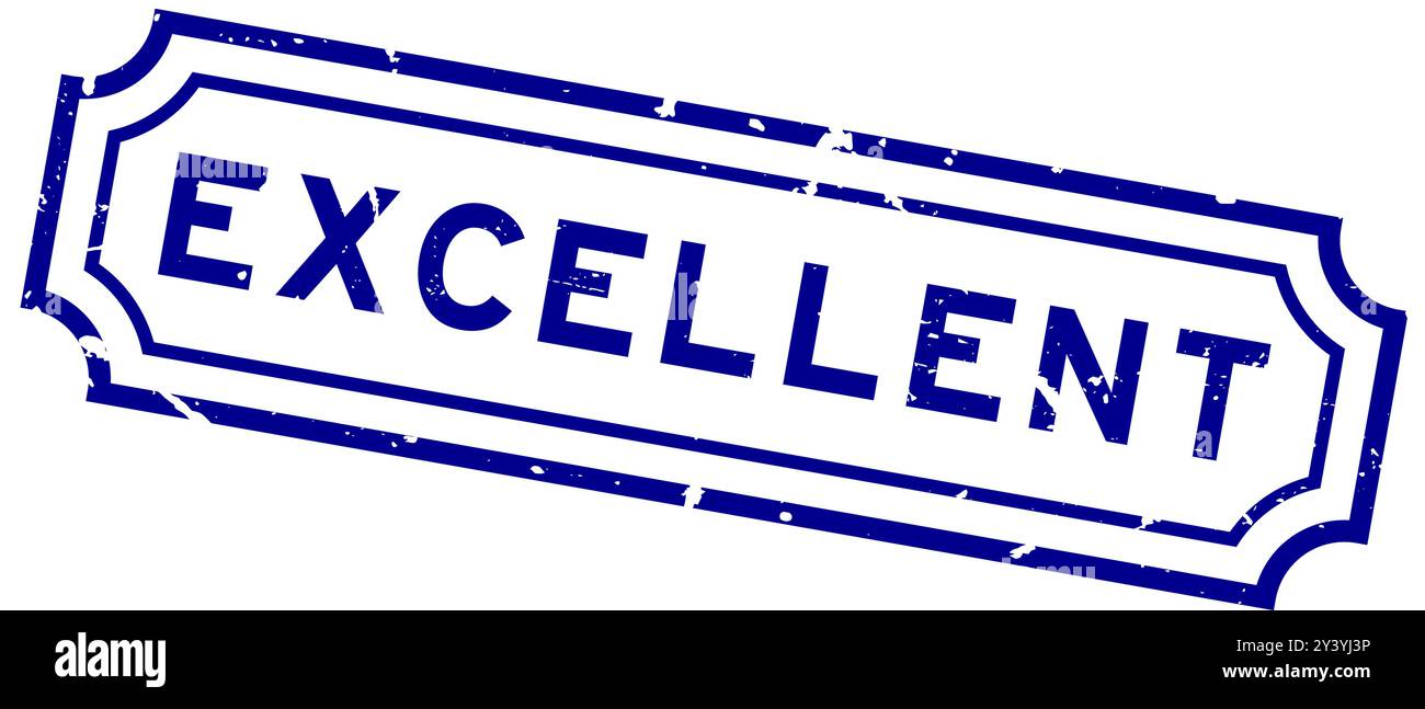 Grunge blue excellent word rubber seal stamp on white background Stock ...